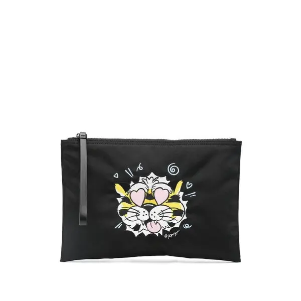 Kenzo Graphic Print Clutch - Black