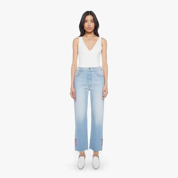 MOTHER The Rambler Zip Slice Hover Fray Jeans