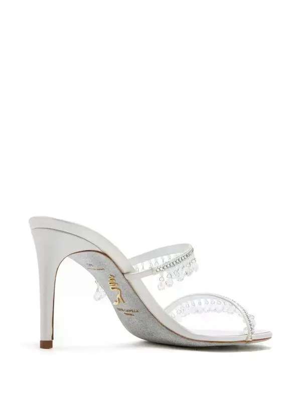 Rene Caovilla Embellished Stiletto Heel Sandals - White