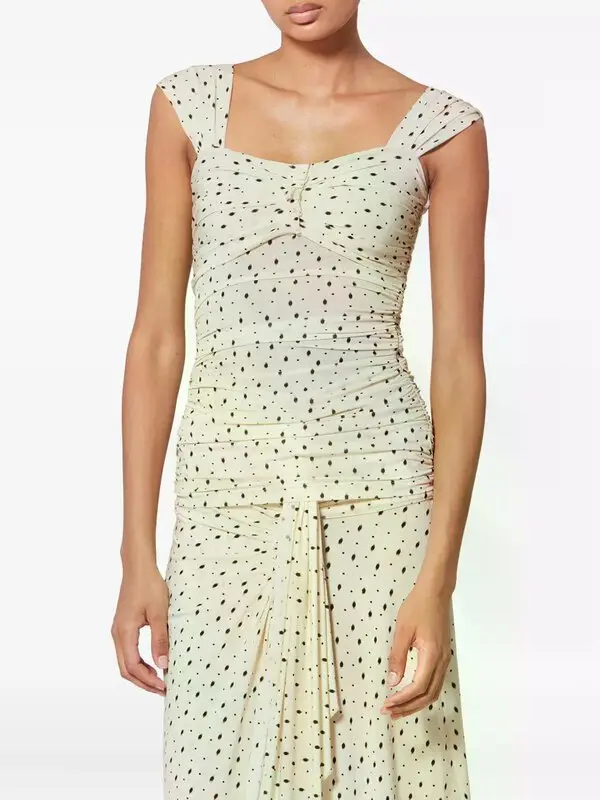 Isabel Marant Étoile Gemina Gathered Polka Dot Jersey Top