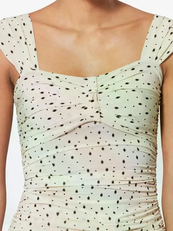 Isabel Marant Étoile Gemina Gathered Polka Dot Jersey Top