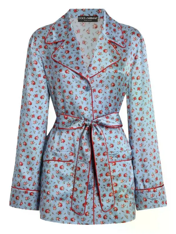 Dolce & Gabbana Floral-print Tie Top - Blue