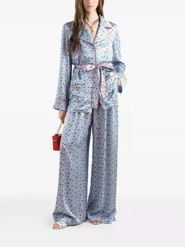 Dolce & Gabbana Floral-print Tie Top - Blue