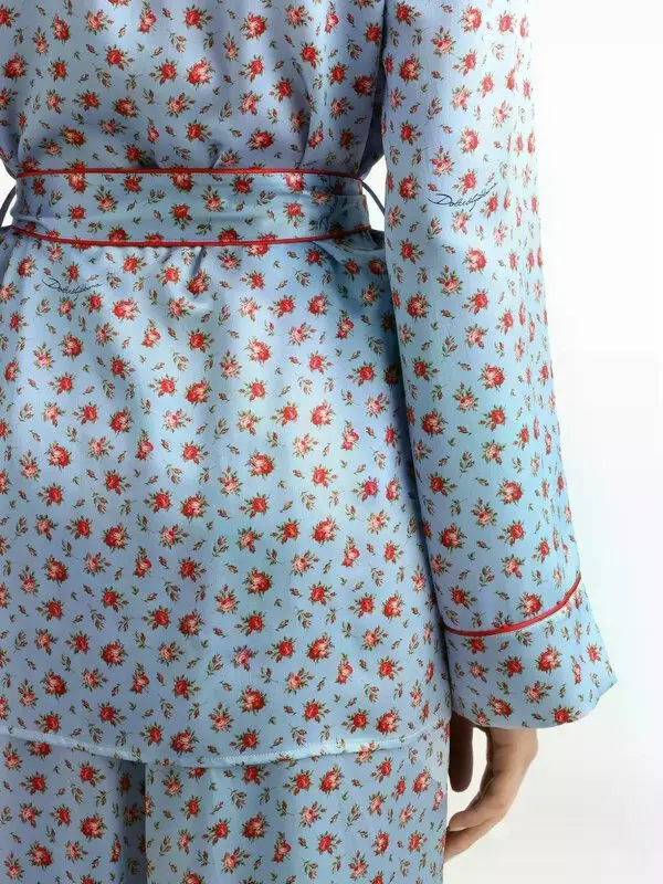 Dolce & Gabbana Floral-print Tie Top - Blue