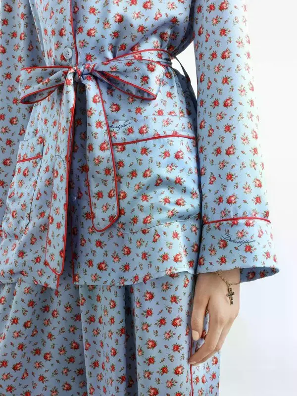 Dolce & Gabbana Floral-print Tie Top - Blue