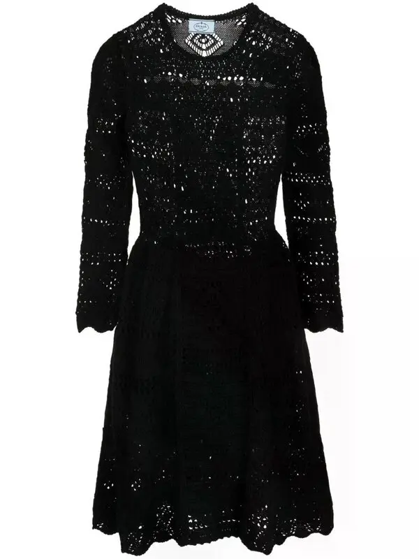 Prada Flared-skirt Crochet Dress