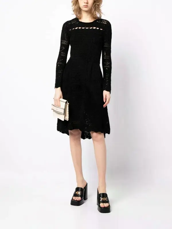Prada Flared-skirt Crochet Dress