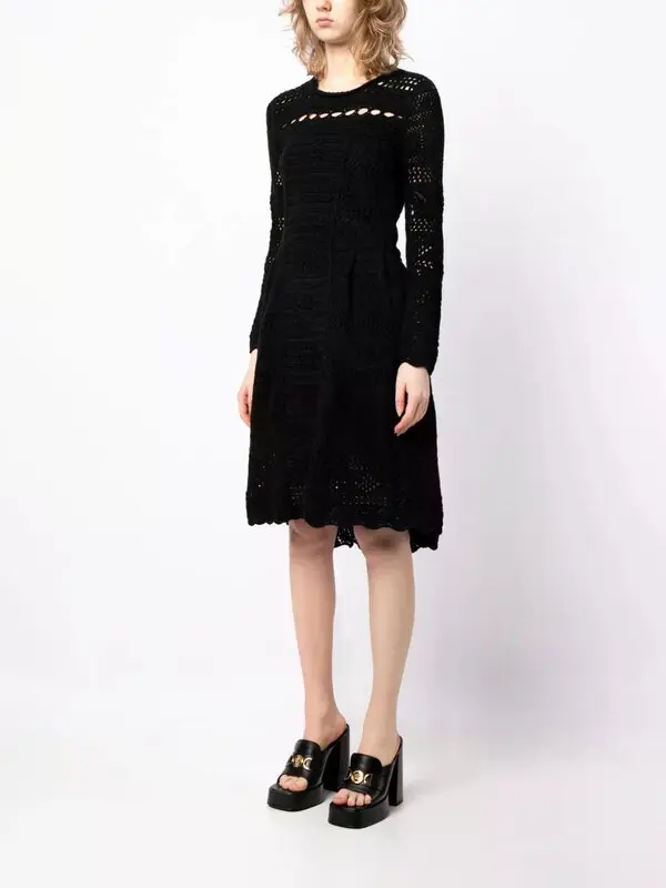 Prada Flared-skirt Crochet Dress