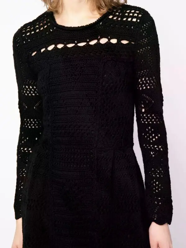 Prada Flared-skirt Crochet Dress