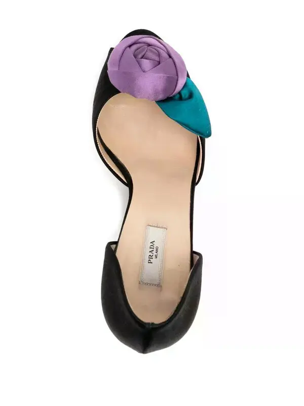 Prada Floral Detail Peep Toe Pumps
