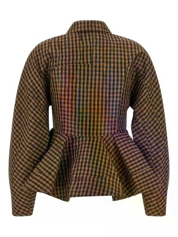GANNI Crinkled Check-print Shirt - Neutrals