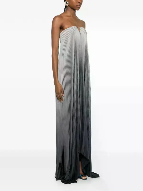 L'IDEE Pleated Ombré Gown - Grey