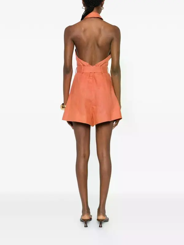 Zimmermann Belted Halter Playsuit - Orange