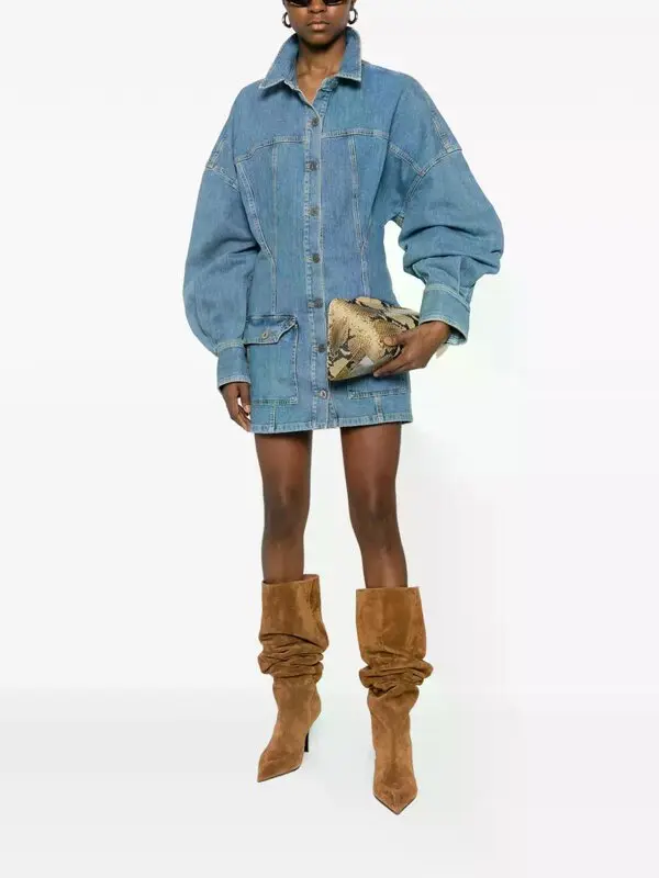 Attico Buttoned Mini Dress - Blue