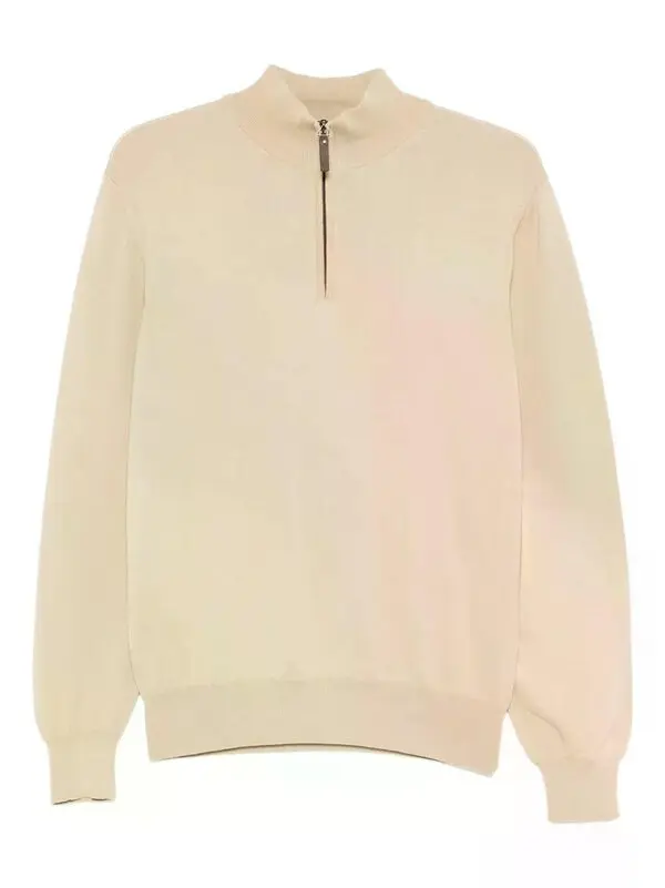 Canali Zip Funnel-neck Polo Shirt