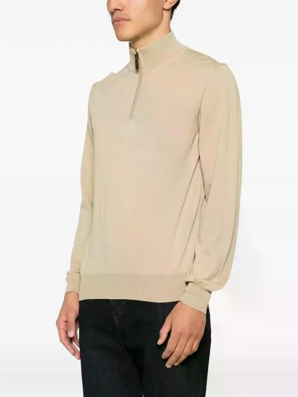 Canali Zip Funnel-neck Polo Shirt