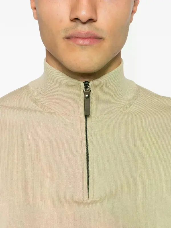 Canali Zip Funnel-neck Polo Shirt