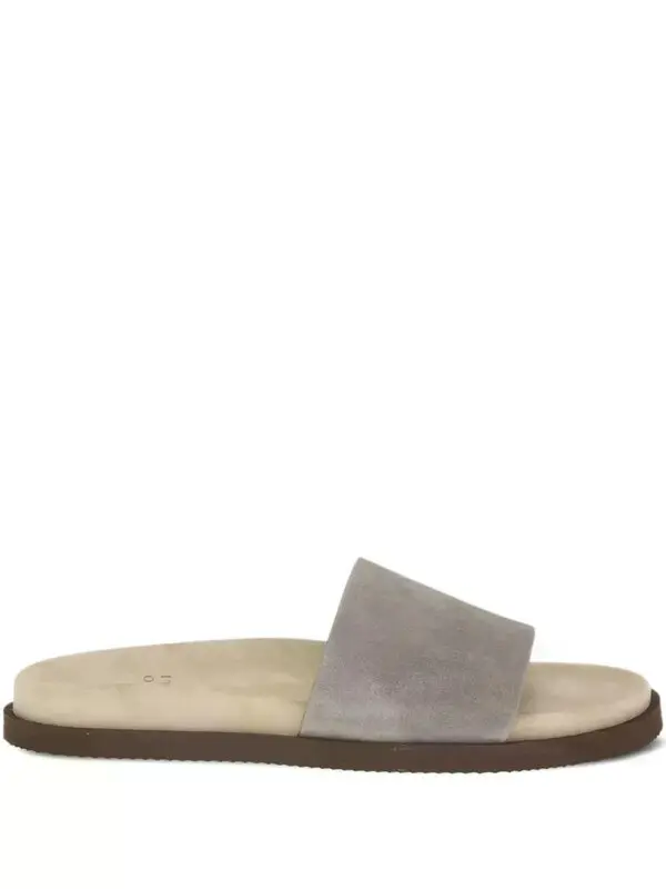 Brunello Cucinelli Suede Open-toe Slides - Grey