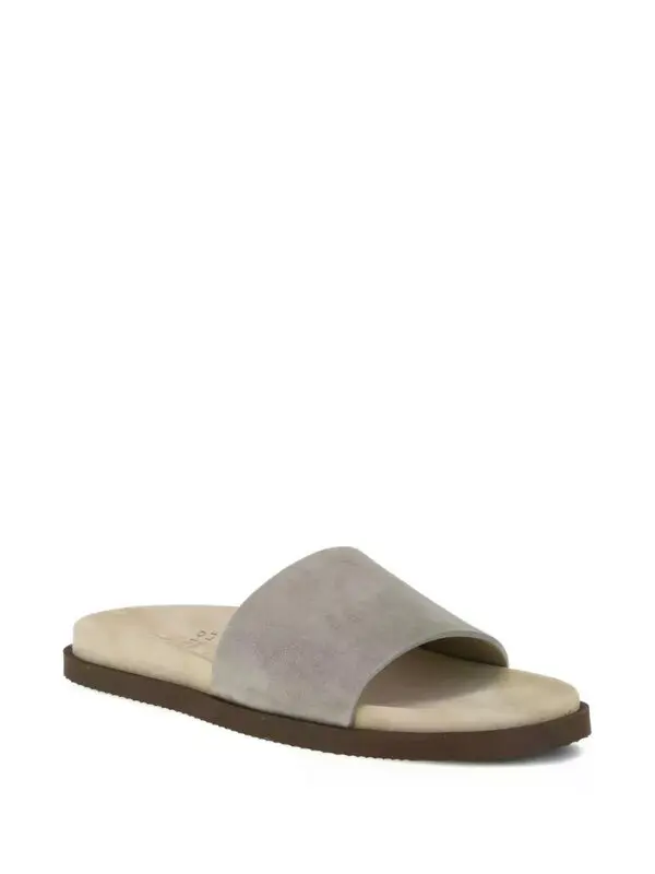 Brunello Cucinelli Suede Open-toe Slides - Grey