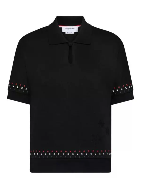 Thom Browne Snowflake-embroidered Polo Top