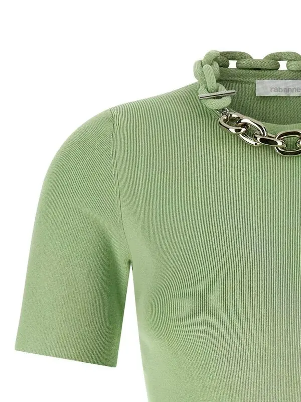 Rabanne Embellished-collar Ribbed T-shirt