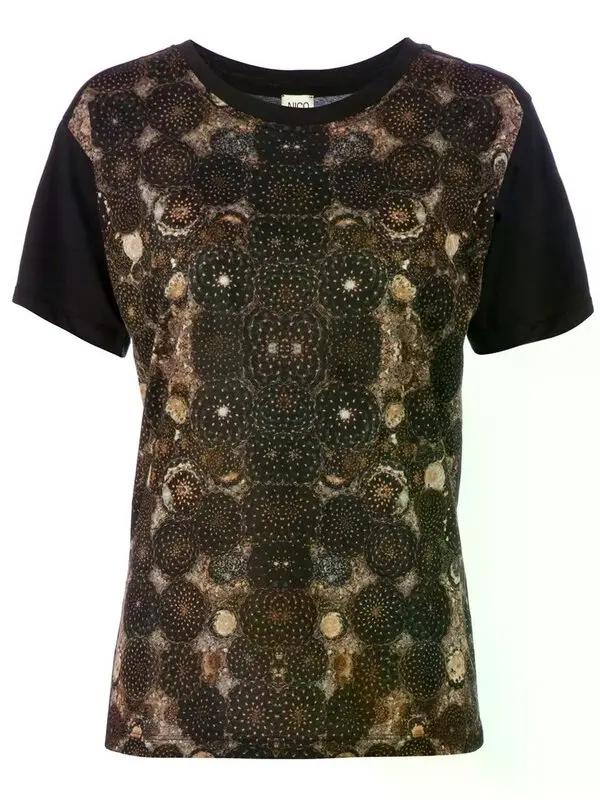 Nico Patterned Cotton T-shirt - Black