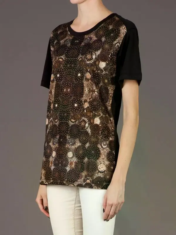Nico Patterned Cotton T-shirt - Black