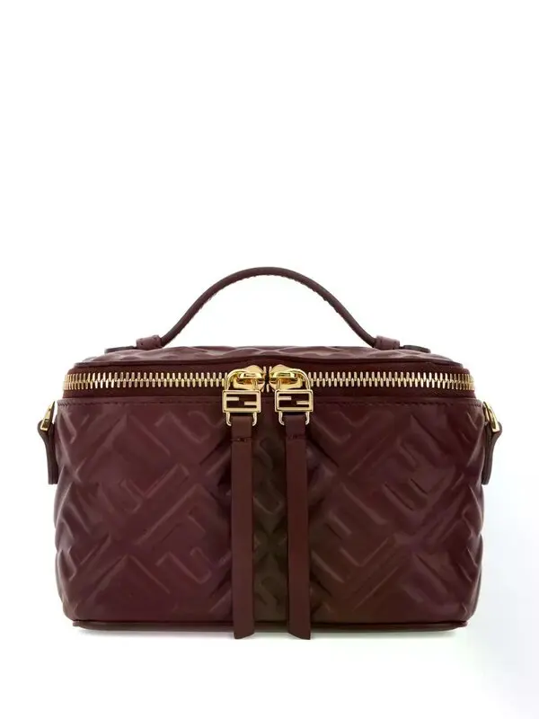 Fendi Embossed Leather Vanity Handbag - Red