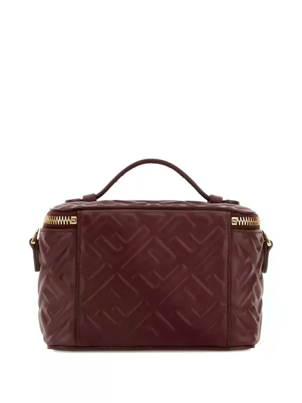 Fendi Embossed Leather Vanity Handbag - Red