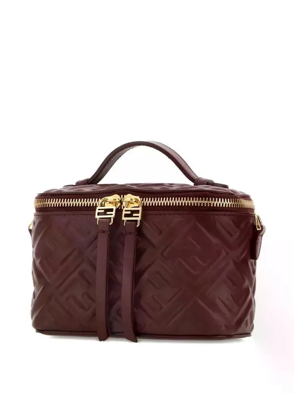 Fendi Embossed Leather Vanity Handbag - Red