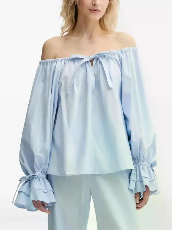 Sleeper Tie Ruffled Loungewear Set - Blue