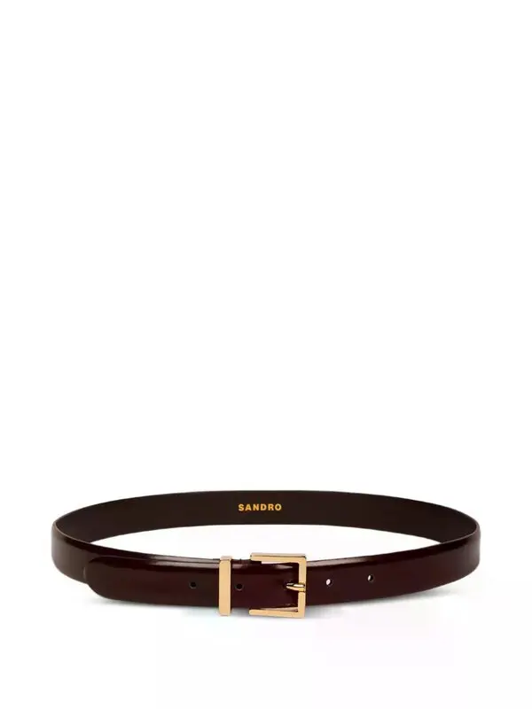 Sandro Square Buckle Leather Belt - Brown