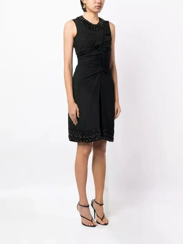 Prada Beaded Ruched Sleeveless Dress