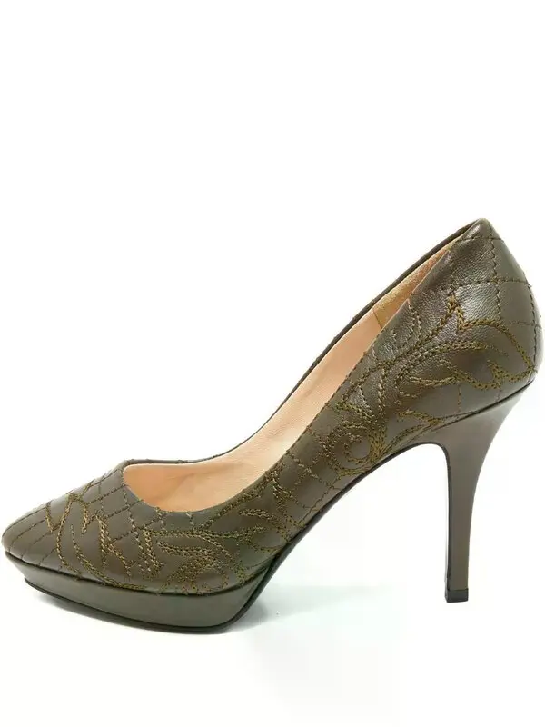 Versace Embroidered Leather Stiletto Pumps