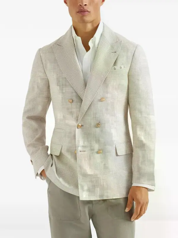 Brunello Cucinelli Prince Of Wales-pattern Double-breasted Blazer