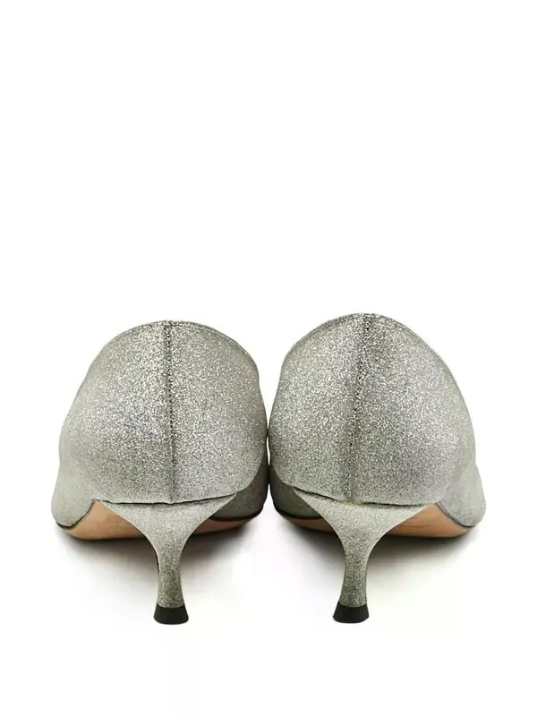 SERGIO ROSSI Glitter Pointed-toe Kitten Heel Pumps