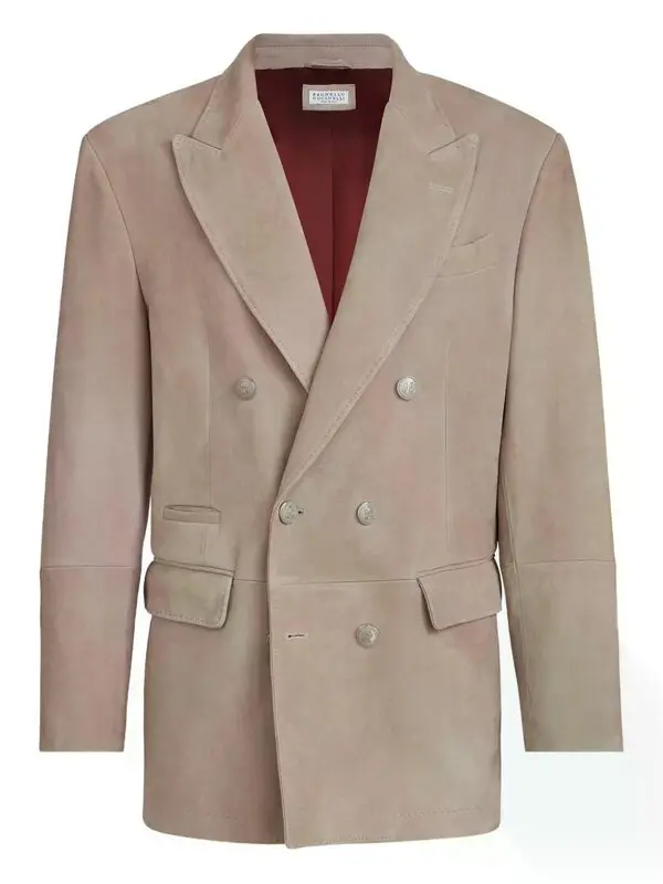 Brunello Cucinelli Suede Metal-buttons Blazer