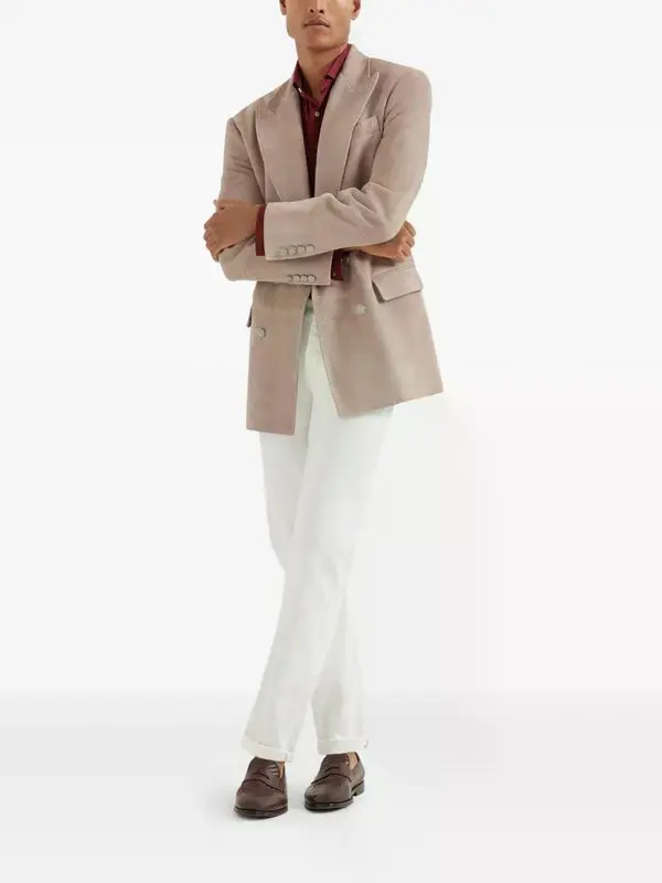 Brunello Cucinelli Suede Metal-buttons Blazer