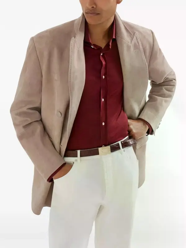 Brunello Cucinelli Suede Metal-buttons Blazer