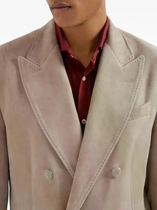 Brunello Cucinelli Suede Metal-buttons Blazer