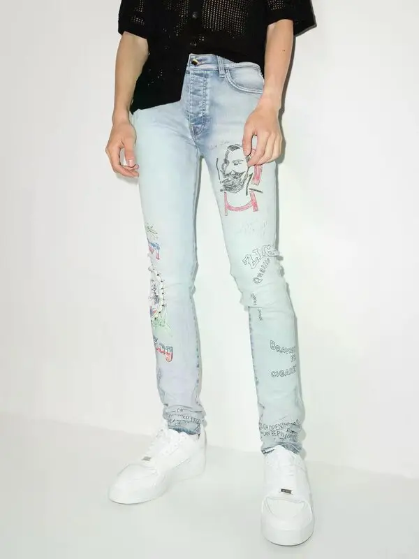 Amiri X Zig Zag Motif-print Skinny Jeans