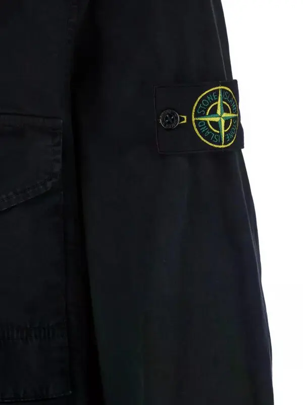 Stone Island Old Effect Pocket Pea Coat - Black