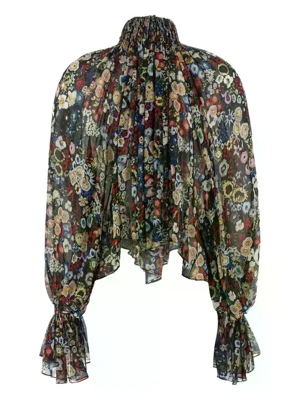 Khaite Floral High-neck Blouse