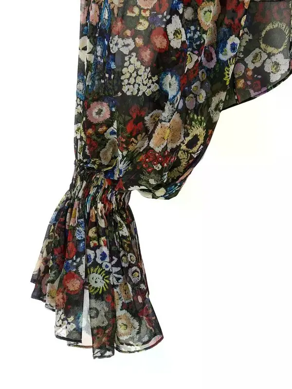 Khaite Floral High-neck Blouse