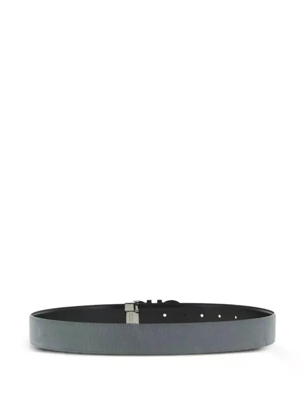 FERRAGAMO Gancini Leather Belt - Grey