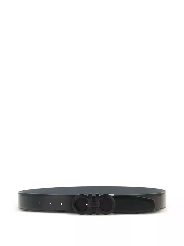 FERRAGAMO Gancini Leather Belt - Grey