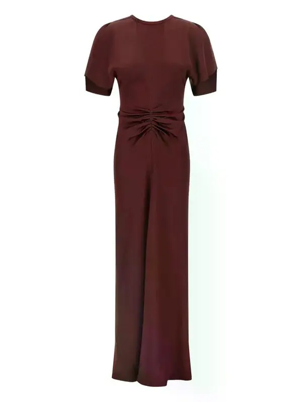 Victoria Beckham Ruched Short-sleeve Dress - Red