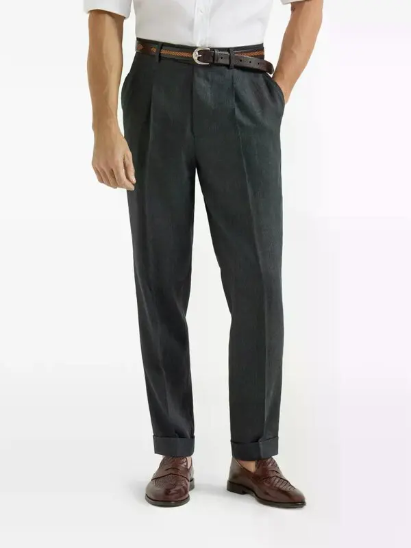 Brunello Cucinelli Chevron Pleated Trousers - Grey