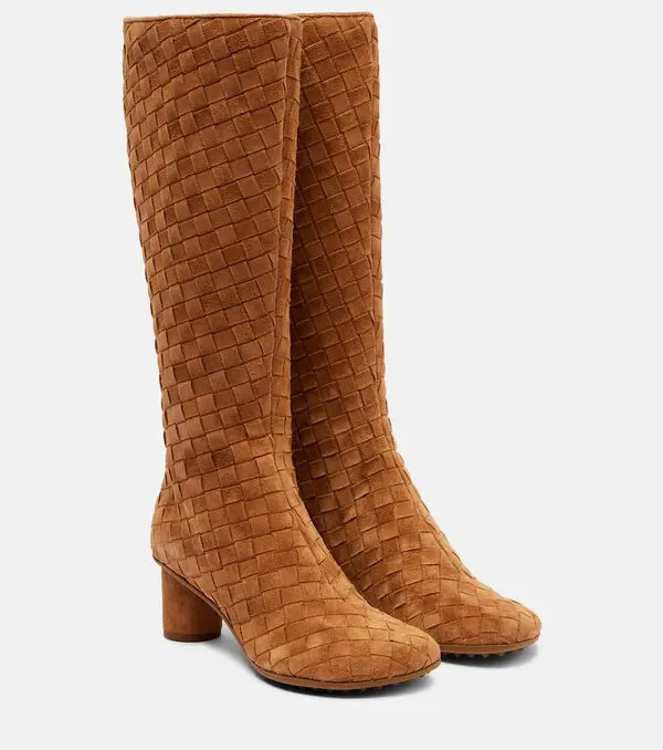 Bottega Veneta Atomic Intrecciato Suede Knee-high Boots - Brown