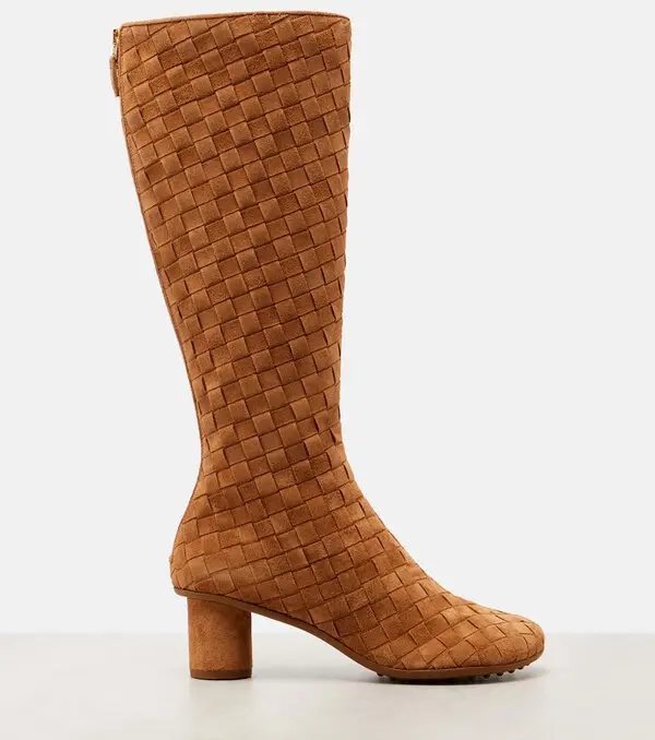 Bottega Veneta Atomic Intrecciato Suede Knee-high Boots - Brown